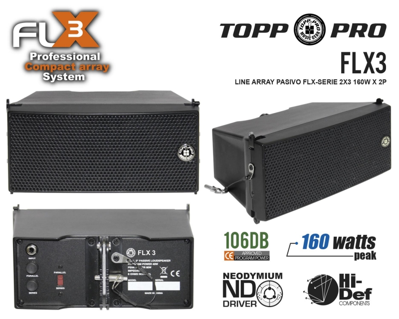 Velasco | Sonido y Electrónica - LINE ARRAY PASIVO FLX-SERIE 2X3 160W X 2P